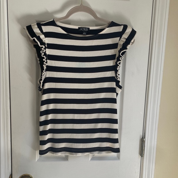J. Crew | Tops | J Crew Black And White Striped Preppy Cotton Blend ...